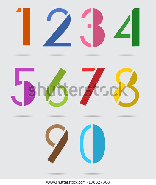 Colorful Numbers Set Style 스톡 벡터(로열티 프리) 198327308 | Shutterstock