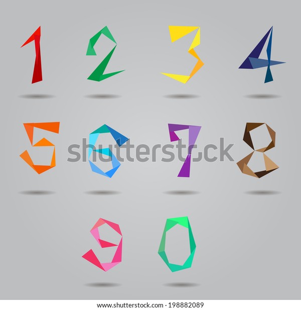 Colorful Numbers Set Style Stock Vector (Royalty Free) 198882089 ...
