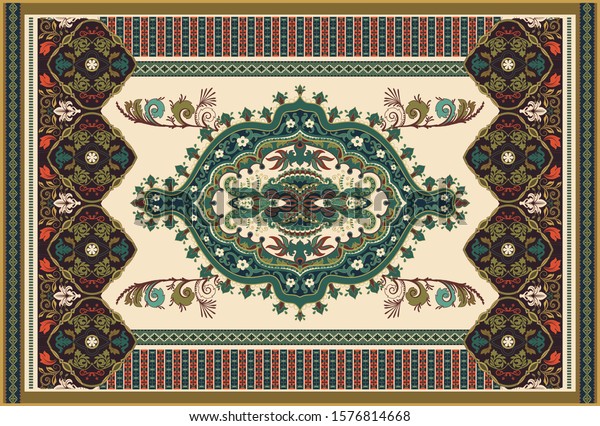 Colorful Ornamental Vector Design Rug Carpet Stok Vektör (Telifsiz ...