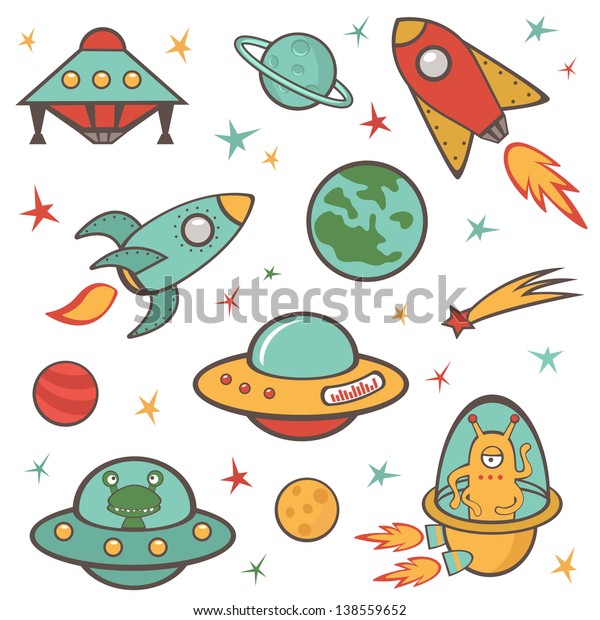 Colorful Outer Space Stickers Collection Stock Vector (Royalty Free ...