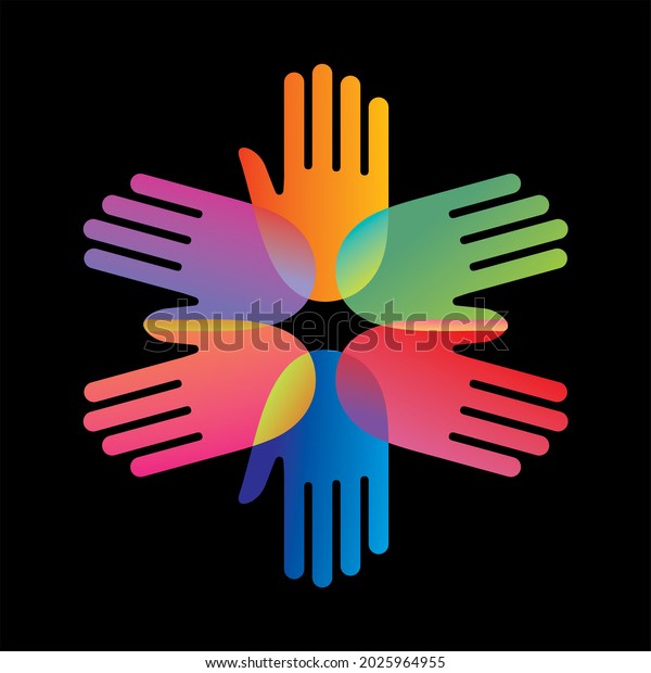 Colorful Overlay Design Hands Vector Illustration Stock Vector (Royalty ...