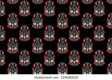 Colorful Paisley Bunch Pattern Black Background Stock Vector (Royalty ...