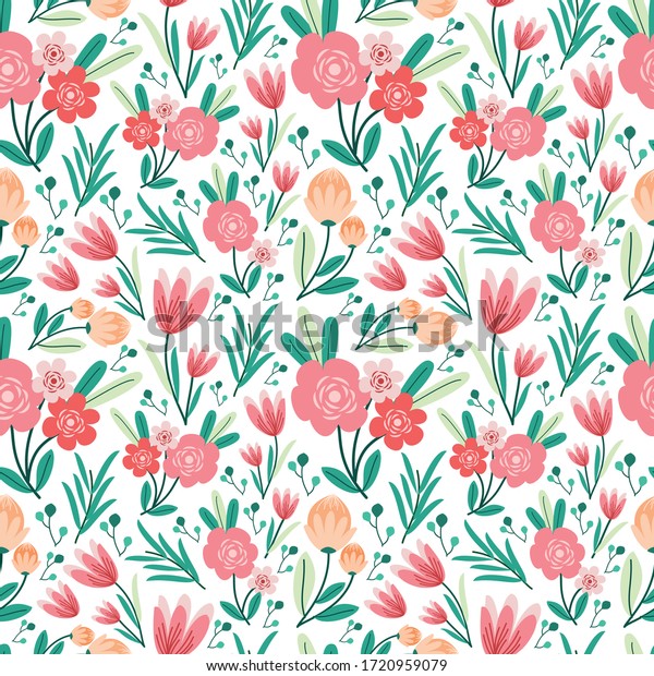 Colorful Pastel Flower Seamless Pattern Stock Vector (Royalty Free ...