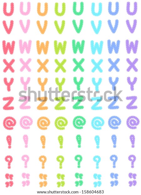 Colorful Patchwork Alphabet Hand Written Kids Stock Vector (Royalty ...