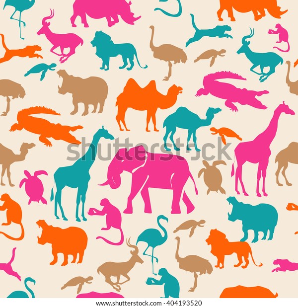 Colorful Pattern African Animals Seamless Stock Vector (Royalty Free ...