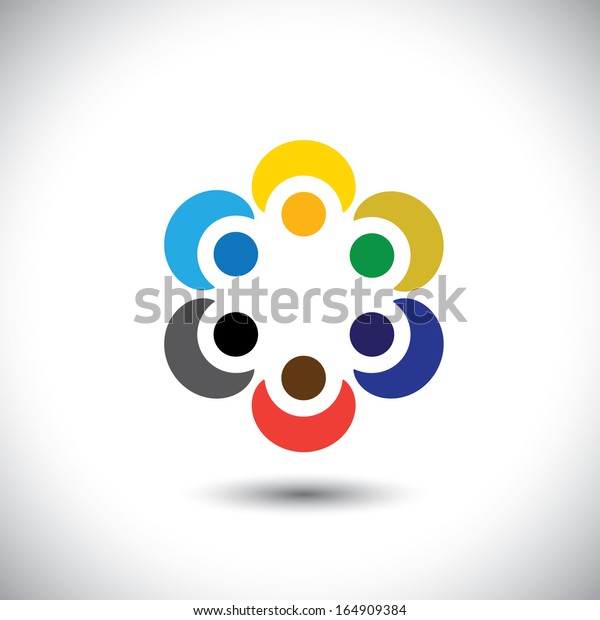 Colorful People Hugging Circle Teamwork Concept Stock Vector (Royalty ...