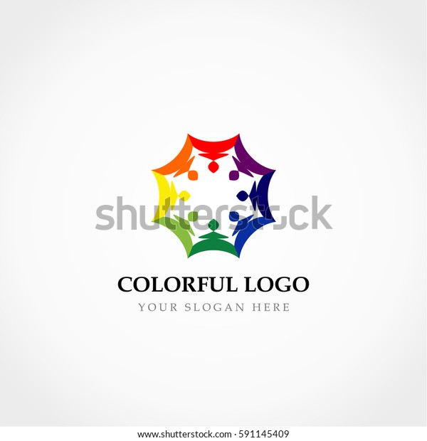 Colorful People Logo Stock Vector (Royalty Free) 591145409