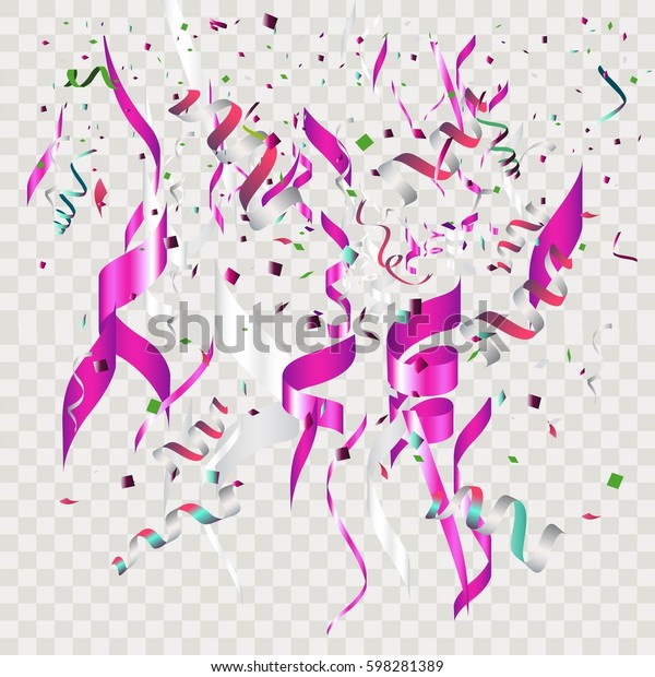 Colorful Pink Confetti Vector Festive Illustration Stock Vector ...