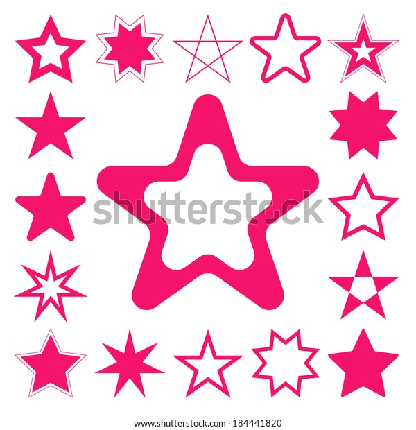Colorful Pink Star Vector Icon Set Stock Vector (Royalty Free ...