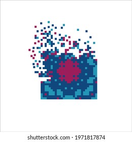Colorful Pixel Tile Disintegration Into Pixels Stock Vector (Royalty ...