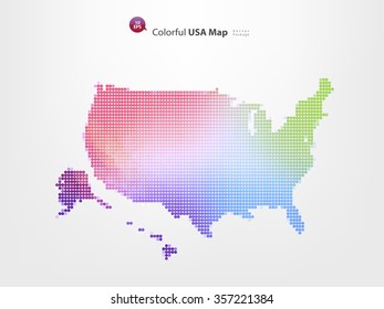Colorful Pixels Usa Map: vector de stock (libre de regalías) 357221384 ...