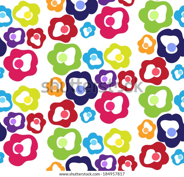 Colorful Polka Flower Pattern Stock Vector (Royalty Free) 184957817 ...