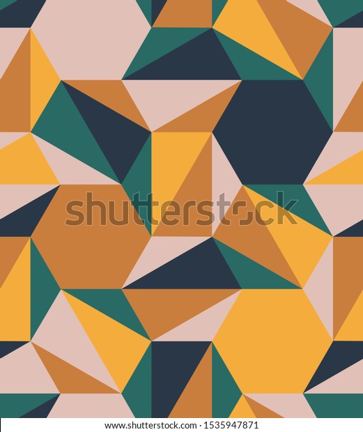 Colorful Polygons Shapes Tile Mosaic Multicolored 库存矢量图（免版税）1535947871