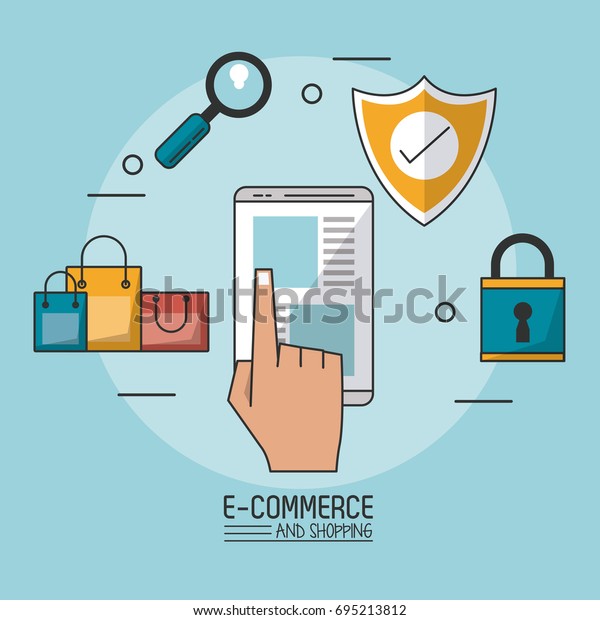 Colorful Poster Blue Background Ecommerce Shopping Stock Vector ...