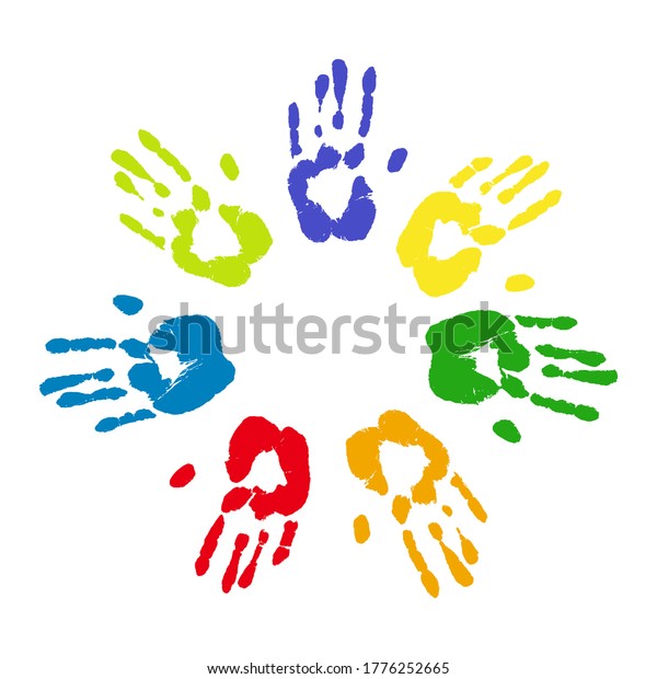 Colorful Prints Human Hands Unity Friendship Stock Vector (Royalty Free ...
