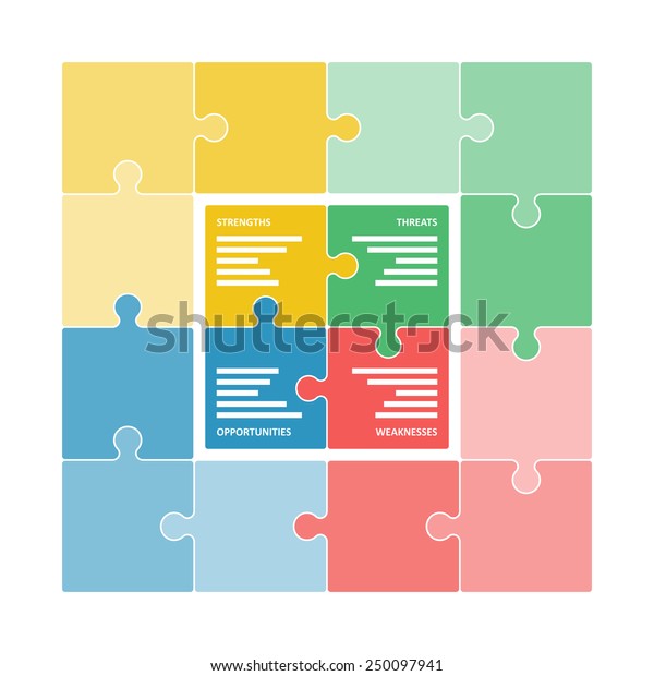 Colorful Puzzle Pieces Forming Square Swot Stock Vector (Royalty Free ...