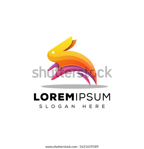 Colorful Rabbit Jumping Logo Running Bunny Stock Vector (Royalty Free ...