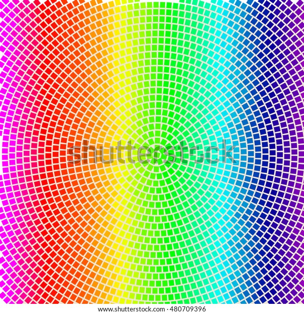 Colorful Radial Background Rainbow Mosaic Dots Stock Vector (Royalty ...