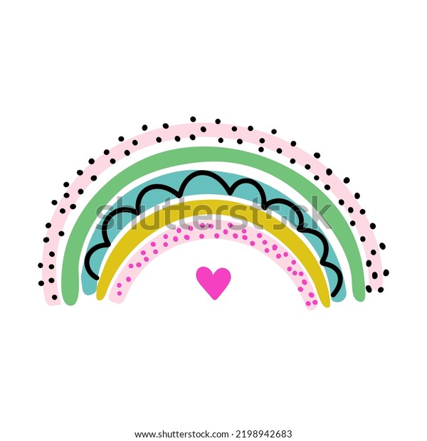 Colorful Rainbow Cute Hand Drawn Vector Stock Vector (Royalty Free ...