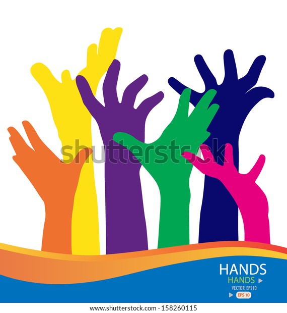 Colorful Raised Hands Vector Illustration Stock Vector (Royalty Free ...