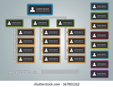 Colorful Rectangle Organization Chart Infographics People Stock Vector ...