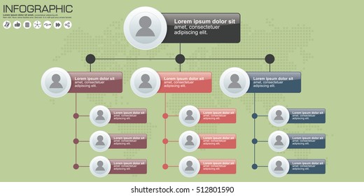 Colorful Rectangle Organization Chart Infographics People Stock Vector ...