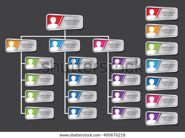 Colorful Rectangle Organization Chart Infographics People Stock Vector ...