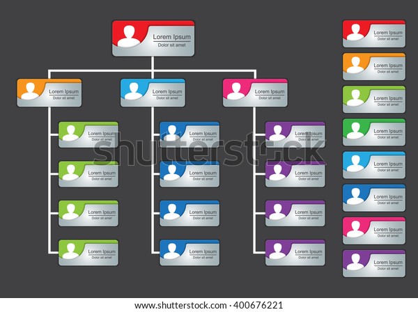 Colorful Rectangle Organization Chart Infographics People Stock Vector ...