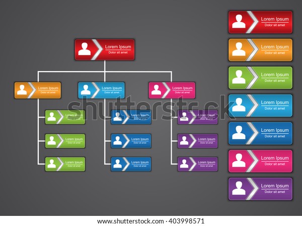 Colorful Rectangle Organization Chart Infographics People Stock Vector ...