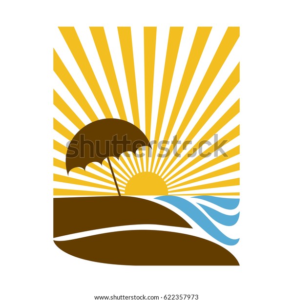 Colorful Rectangular Background Sunset Beach Umbrella Stock Vector ...