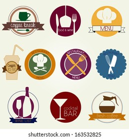 Restaurant Labels Set Signage Vector Illustration Stock Vector (Royalty ...