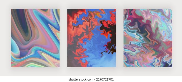 Colorful Retro Liquid Texture Design Cards Stock Vector (Royalty Free ...