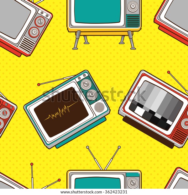 Colorful Retro Tv Seamless Vector Pattern Stok Vektör (Telifsiz ...