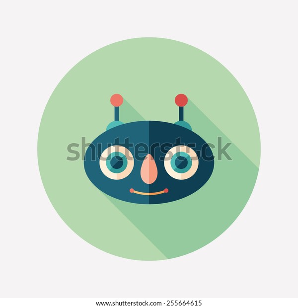 Colorful Robot Flat Round Icon Long Stock Vector (Royalty Free) 255664615