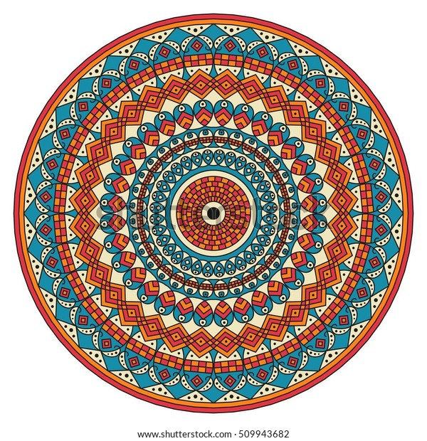Colorful Round Ethnic Pattern Element Design Stock Vector (Royalty Free ...