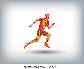 Running Man Triangles Low Poly Style Stock Vector (Royalty Free) 378877129