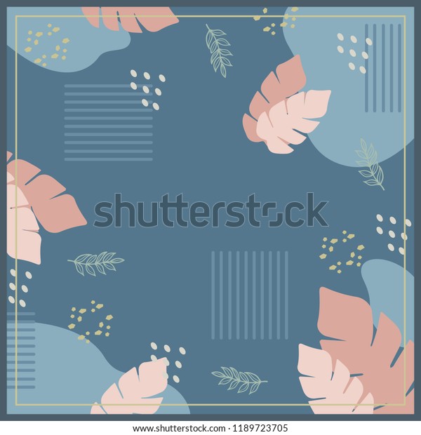 Colorful Scarf Pattern Leaves On Blue Stock Vector (Royalty Free ...