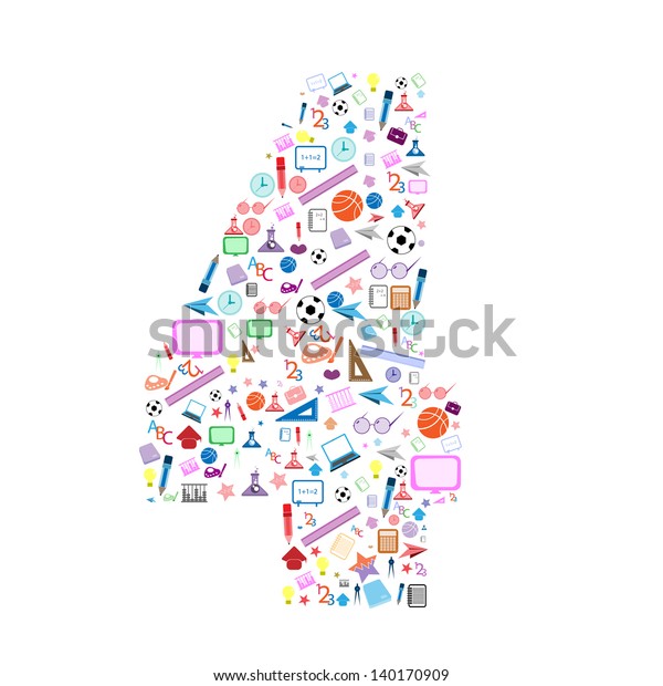 Colorful School Number Background Media Icons Stock Vector (Royalty ...