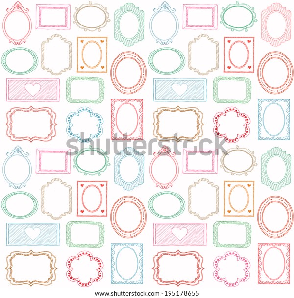 Colorful Seamless Doodle Frame Set Stock Vector (Royalty Free ...