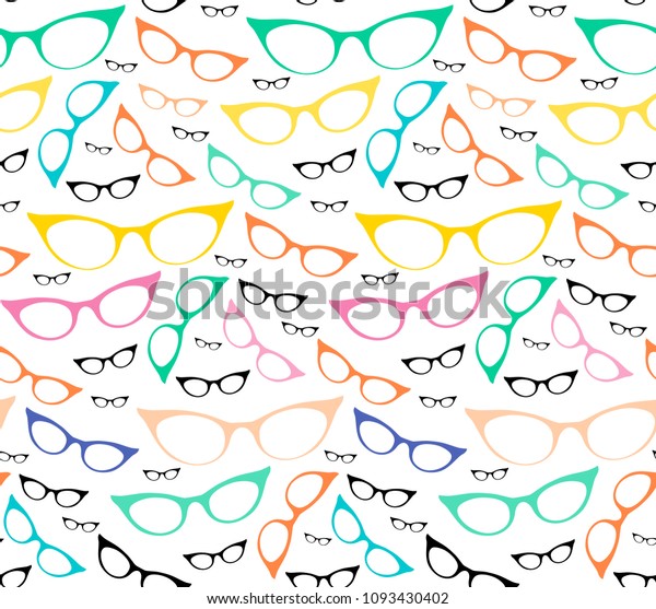 Colorful Seamless Eyeglasses Pattern Glasses Texture Stock Vector (Royalty Free) 1093430402