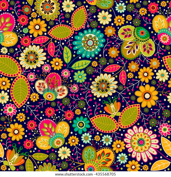 Colorful Seamless Floral Pattern Bright Summer Stock Vector (Royalty ...