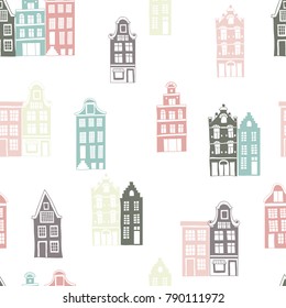 Colorful Seamless Pattern Amsterdam Buildings Stock Vector (Royalty ...