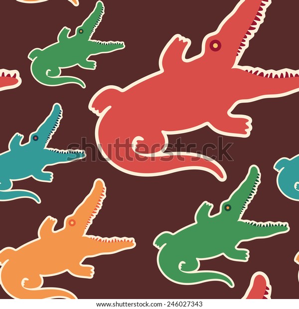 Colorful Seamless Pattern Crocodiles Stock Vector (Royalty Free ...