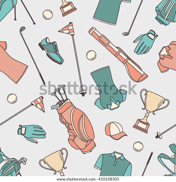 Colorful Seamless Pattern Golf Icons Hand Stock Vector (Royalty Free ...