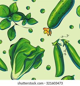 Colorful Seamless Pattern Green Vegetables Stock Vector (Royalty Free ...