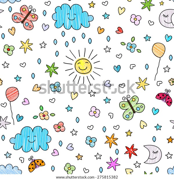 Colorful Seamless Pattern Kids Stock Vector (Royalty Free) 275815382