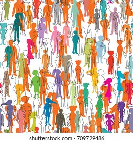 Colorful Seamless Pattern People Stock Vector (Royalty Free) 709729486 ...
