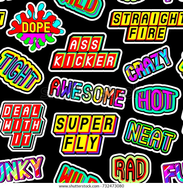 Colorful Seamless Pattern Slang Words Phrases Stock Vector (Royalty ...