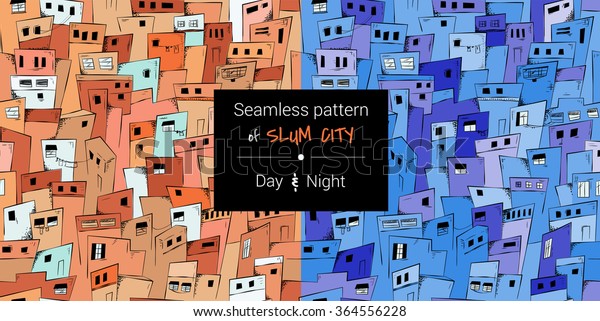 Colorful Seamless Pattern Slum City Day Stock Vector (Royalty Free ...