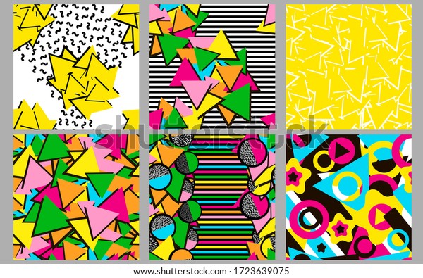 Colorful Seamless Patterns Set Geometric Vector Stock Vector (Royalty ...